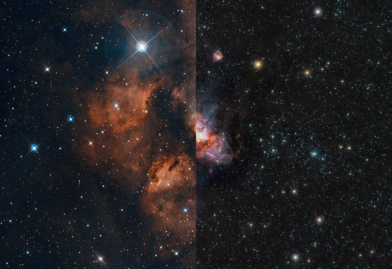 The RCW 38 cluster in visible and infrared light | ESO