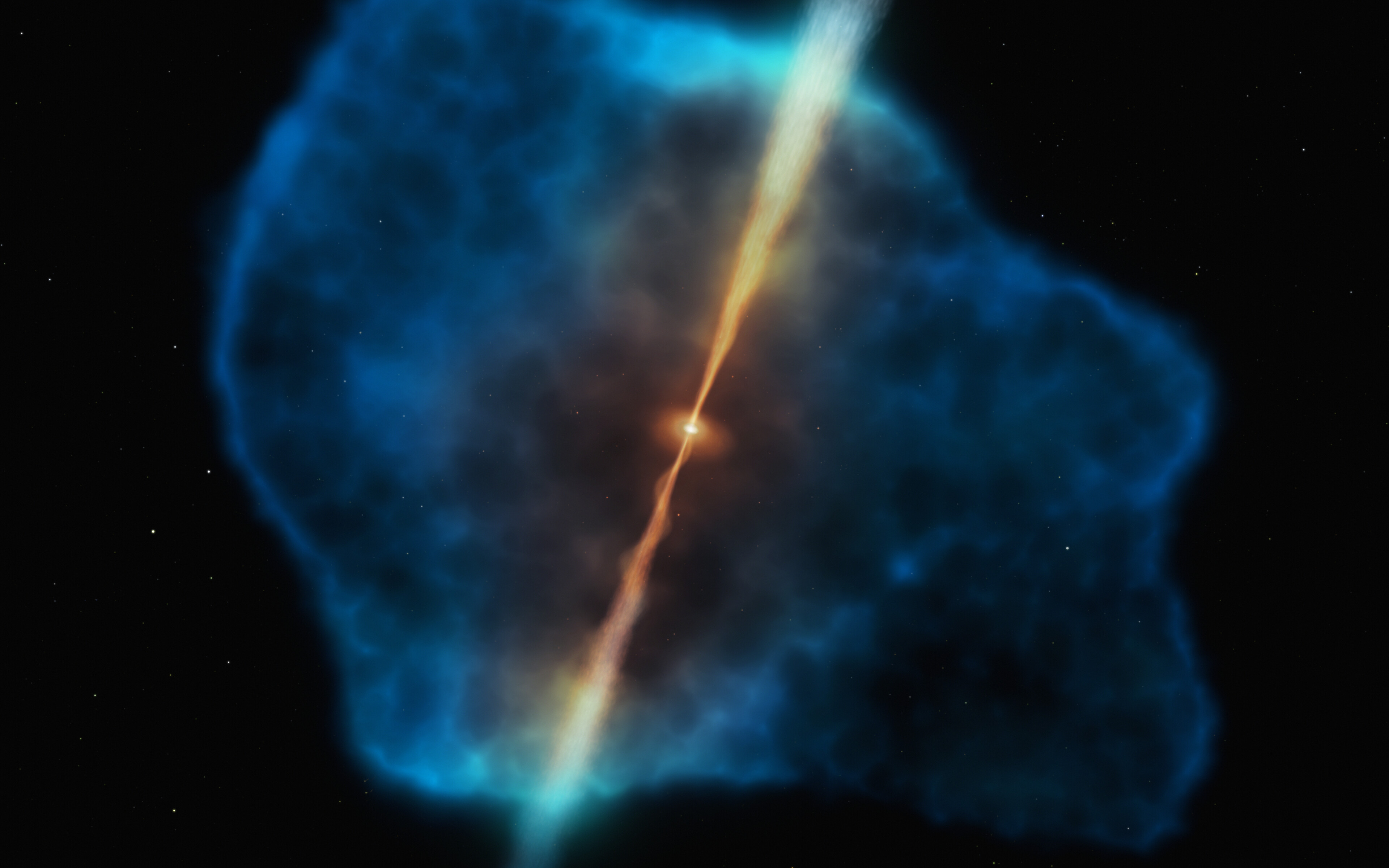 Artistic impression of a distant quasar surrounded by a gas halo | ESO