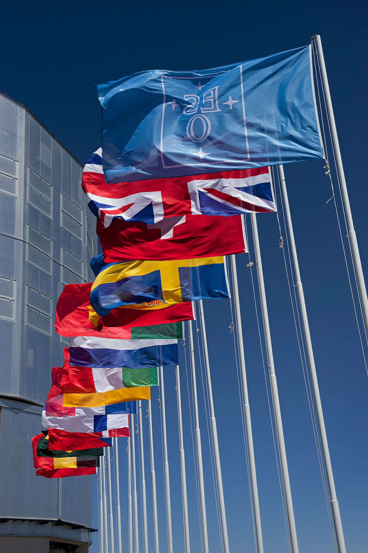 Flags in front of Unit Telescope 1 | ESO