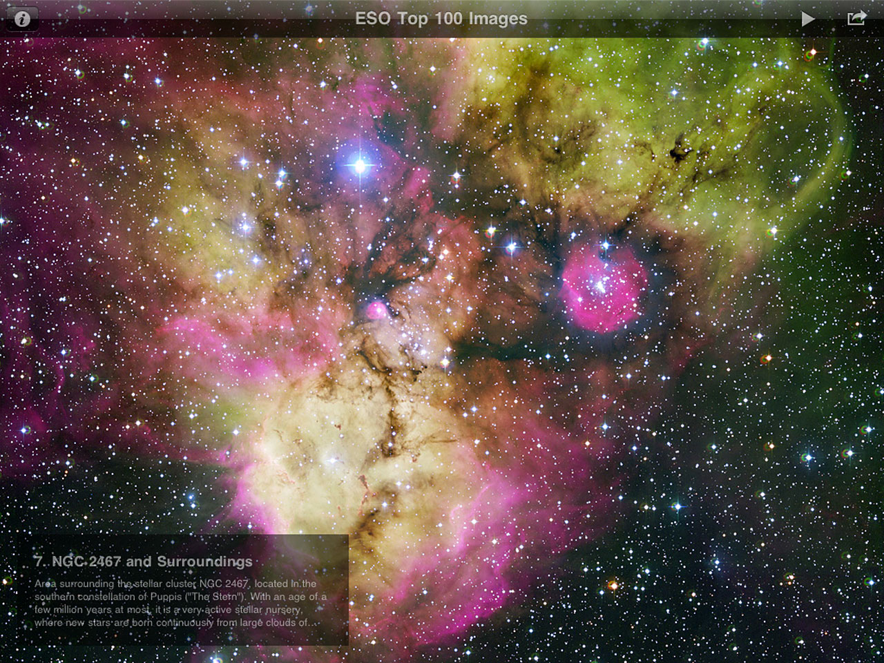 The ESO Top 100 Images iPad App screenshot | ESO