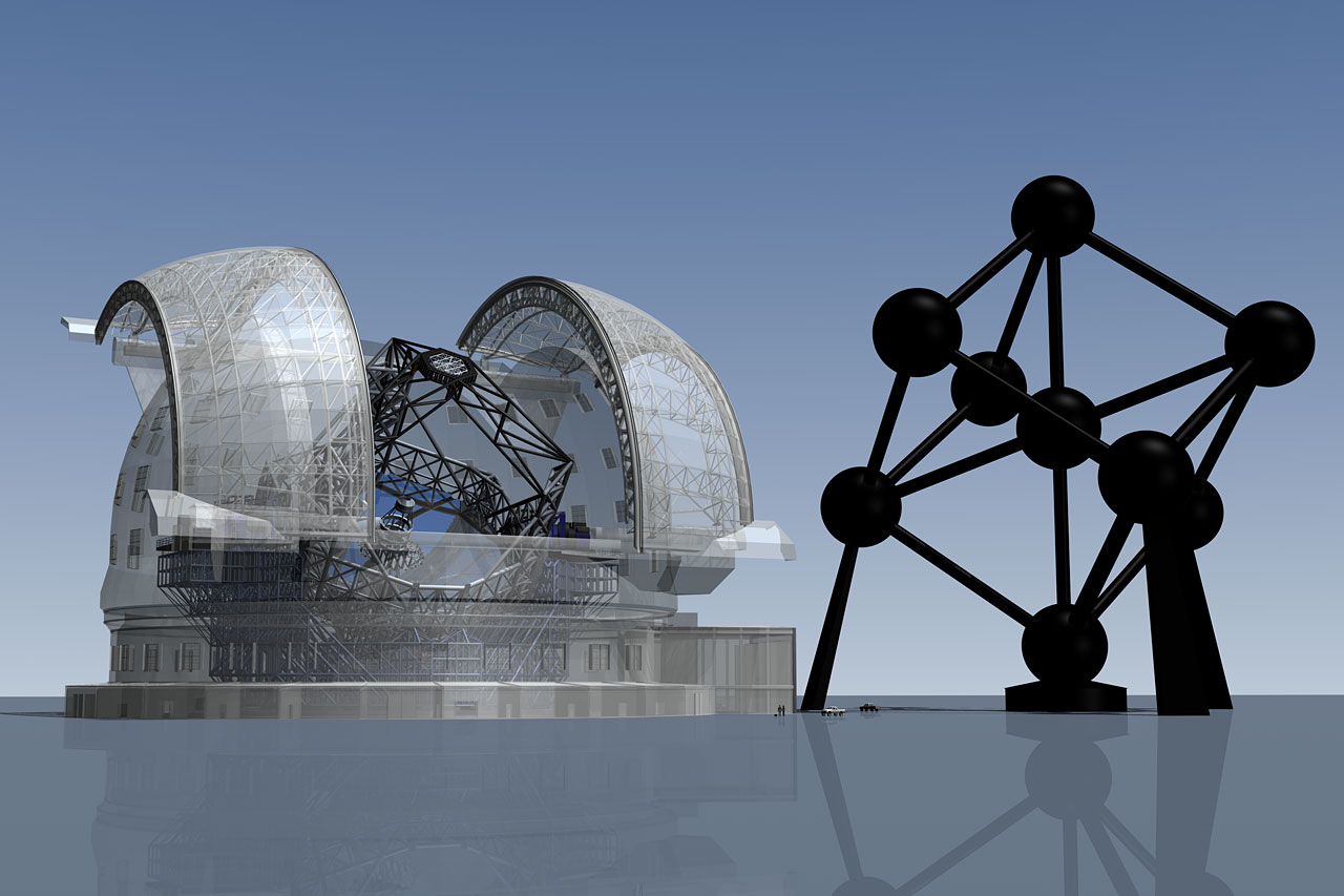 ELT vs. the Atomium (artist's impression) | ESO Ireland