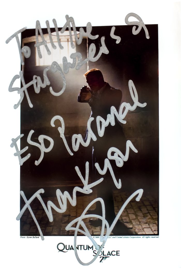 Daniel Craig's autograph at Paranal | ESO Suisse