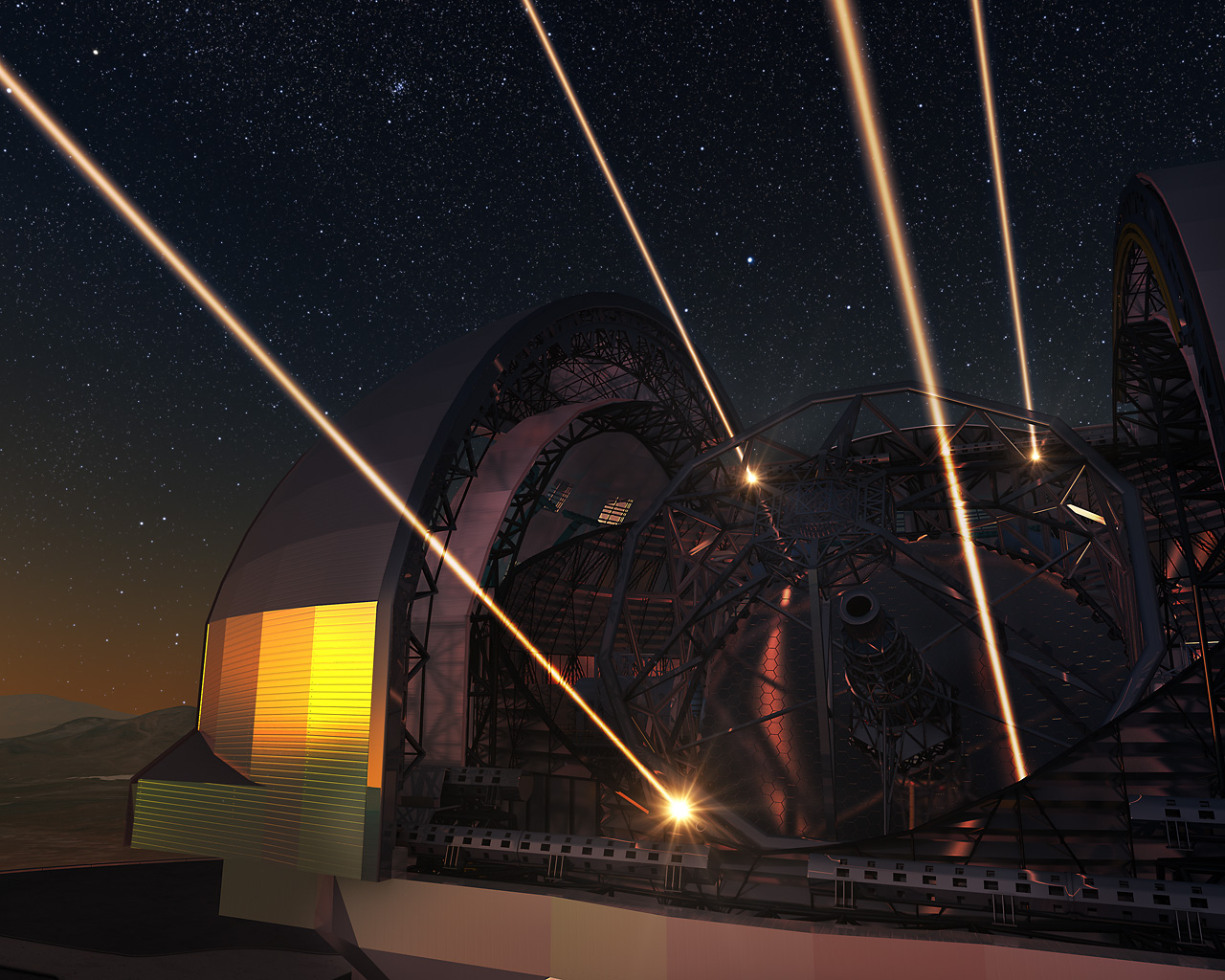 Artist’s impression of the Extremely Large Telescope deploying lasers ...