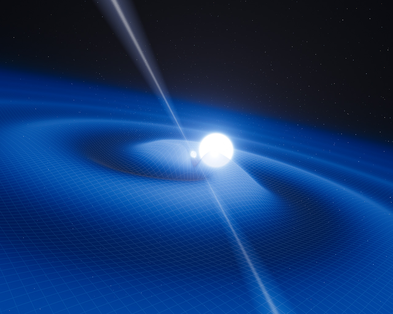 Artist’s impression of the pulsar PSR J0348+0432 and its white dwarf ...