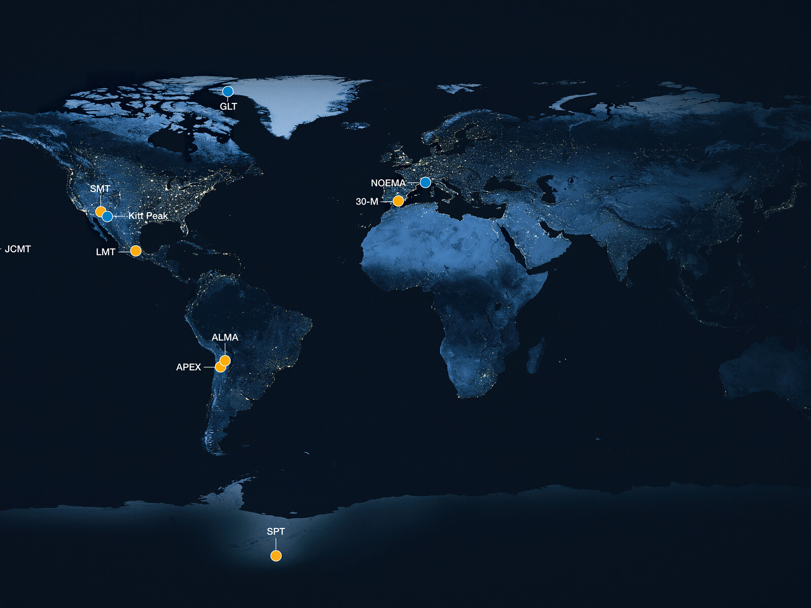 Locations of the telescopes that make up the EHT array | ESO