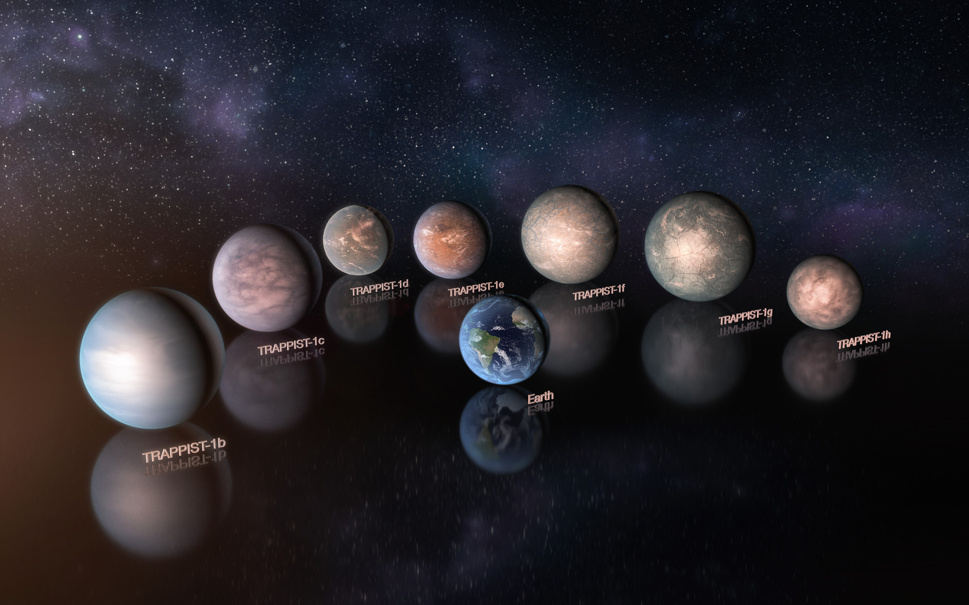 Artist’s impressions of the TRAPPIST-1 planetary system | ESO