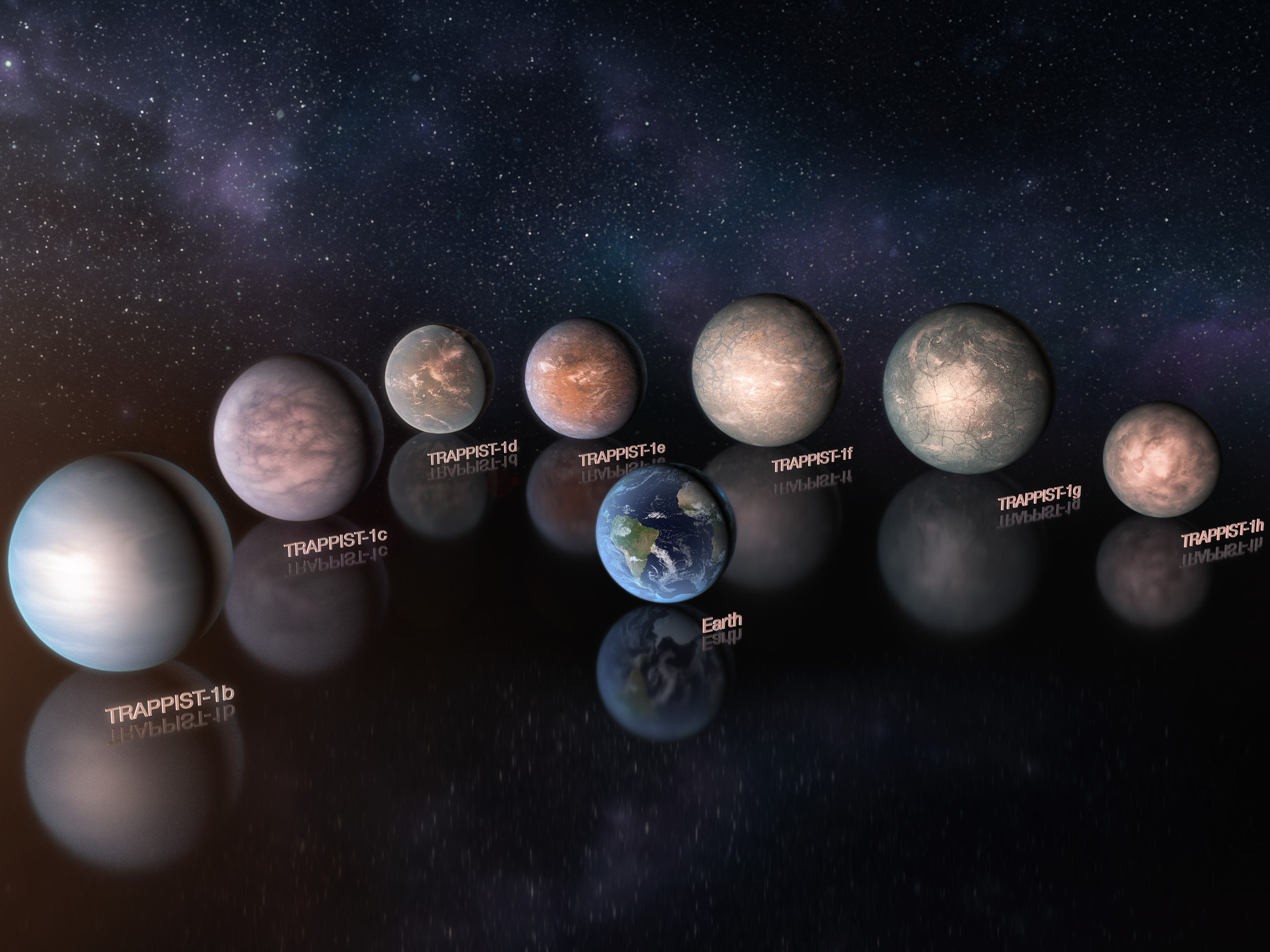 Artist’s impressions of the TRAPPIST-1 planetary system | ESO