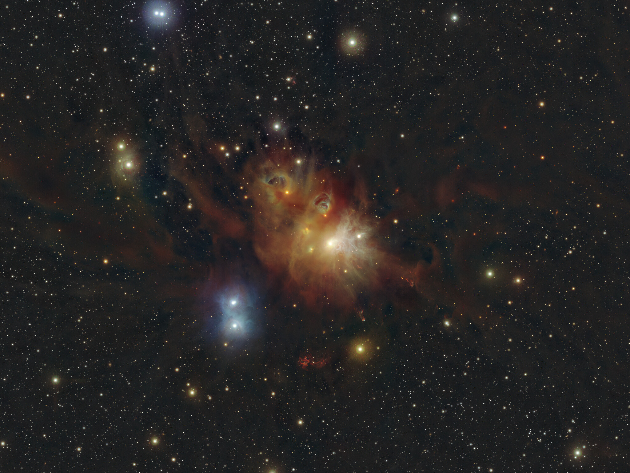 An infrared view of the region around the Coronet star cluster | ESO