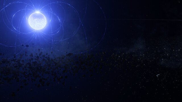 Artist’s animation of WD 0816-310, a magnetic white dwarf, ingesting ...